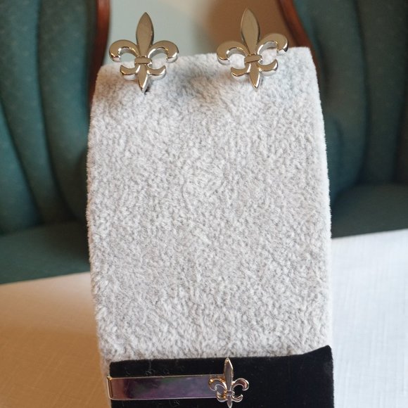 SWANK | Accessories | Swank Cuff Links And Tie Bar Set Fleur De Lis ...